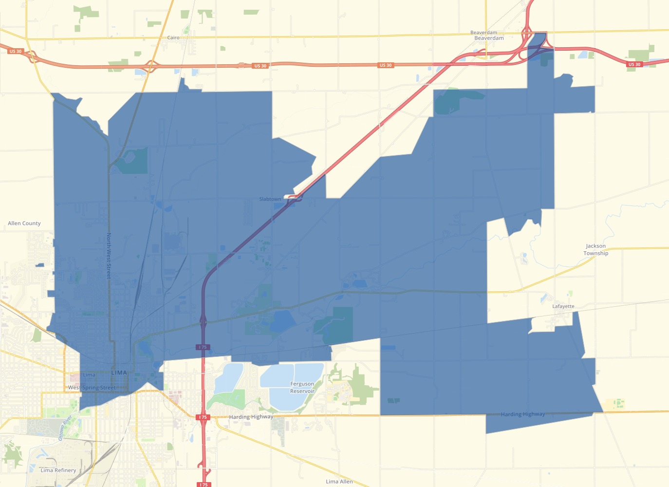 Allen County Ohio Road Map
